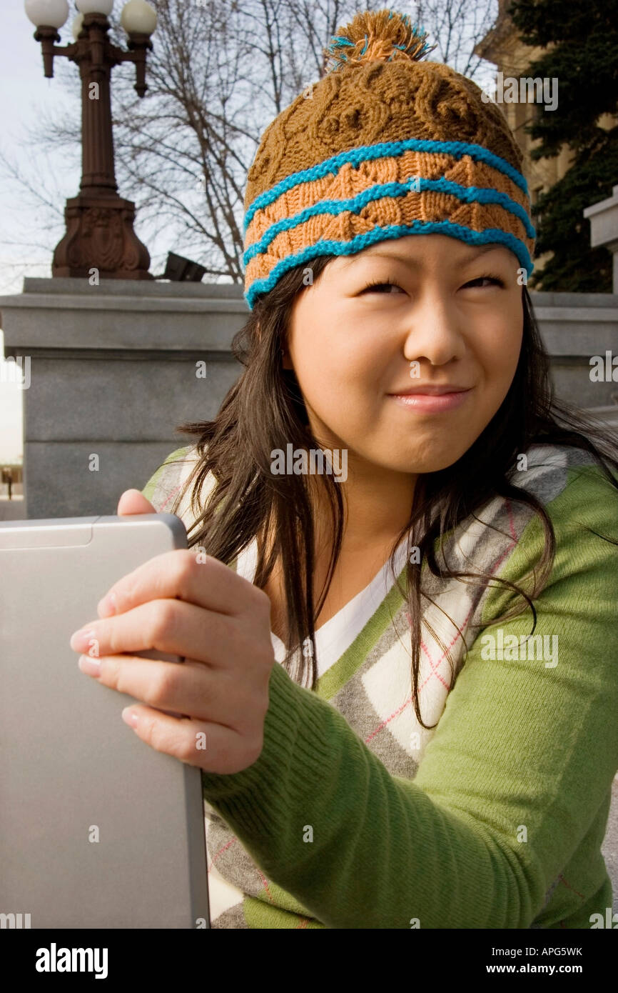 Girl working on computer Stock Photo - Alamy