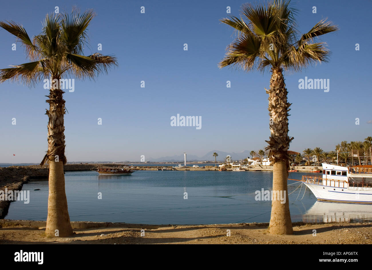 The harbour of Side Stock Photo - Alamy