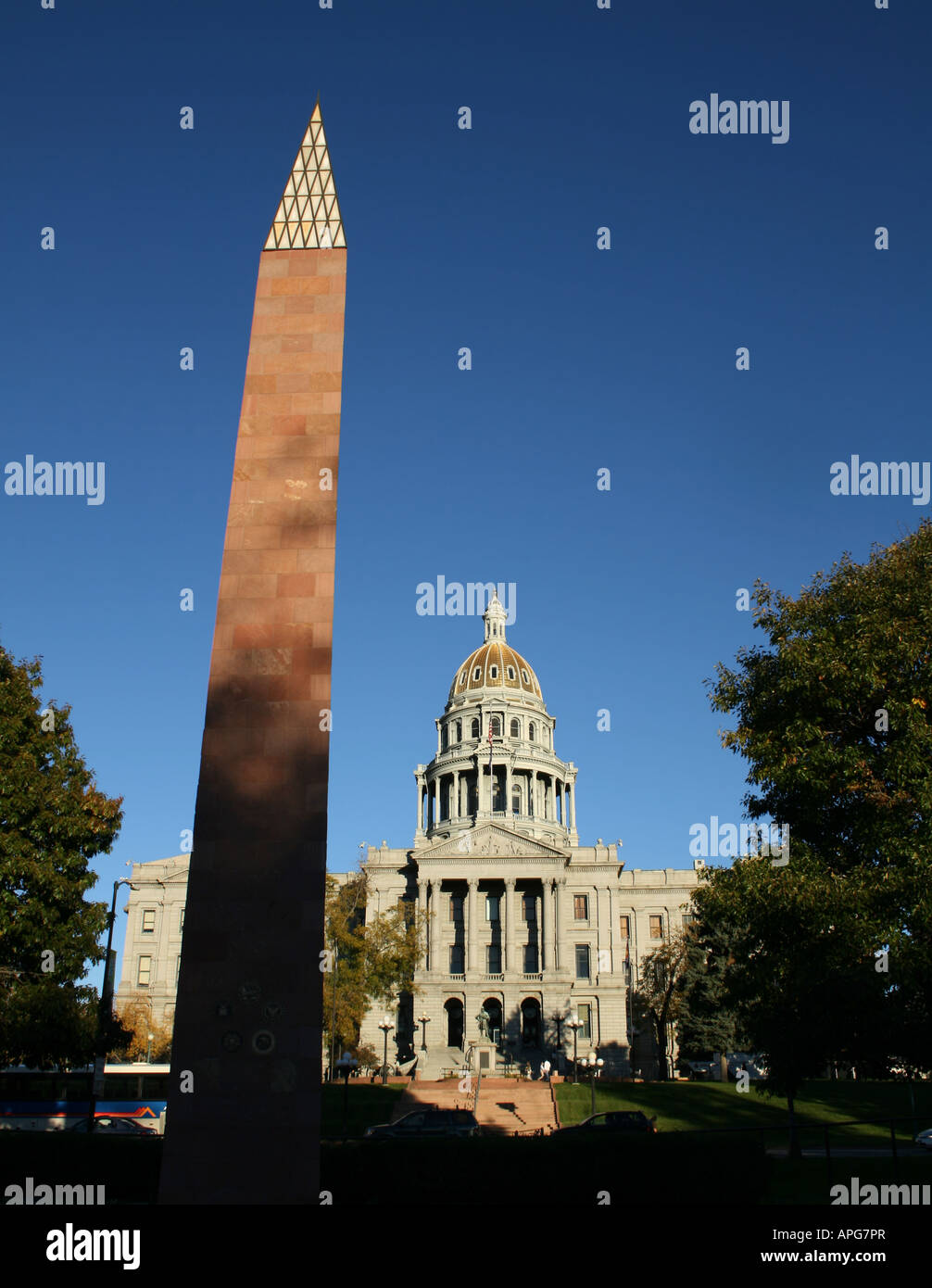 Colorado Armed Forces memorial and Denver State Capitol building ...