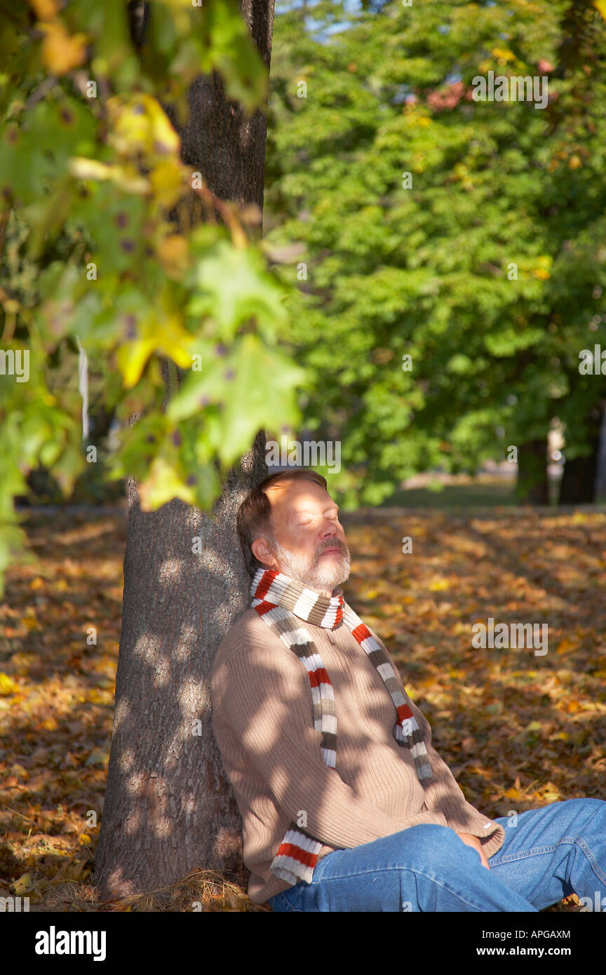 Old man chilling Stock Photo - Alamy