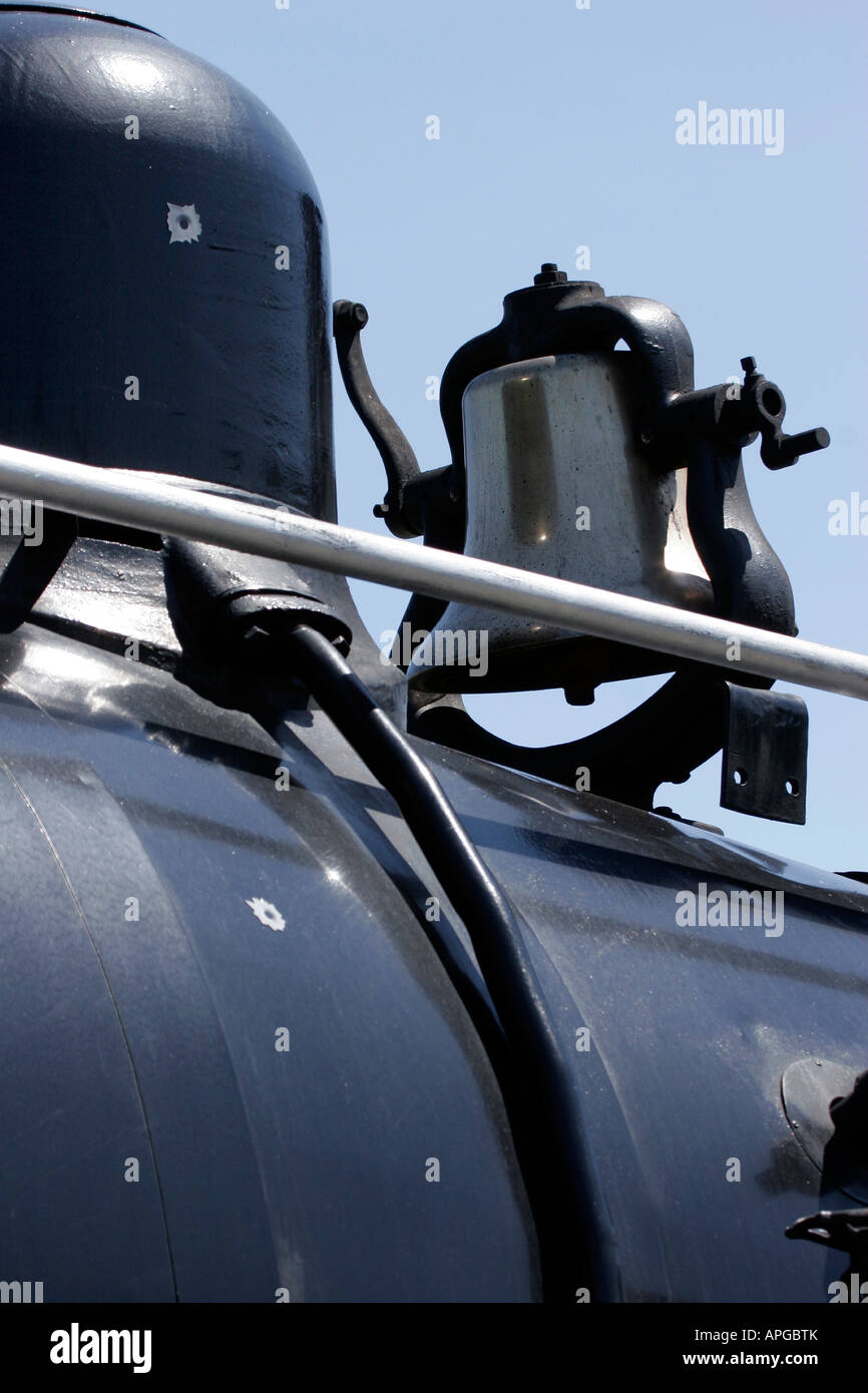 A steam train No 4 with bullet holes in the engine Stock Photo - Alamy