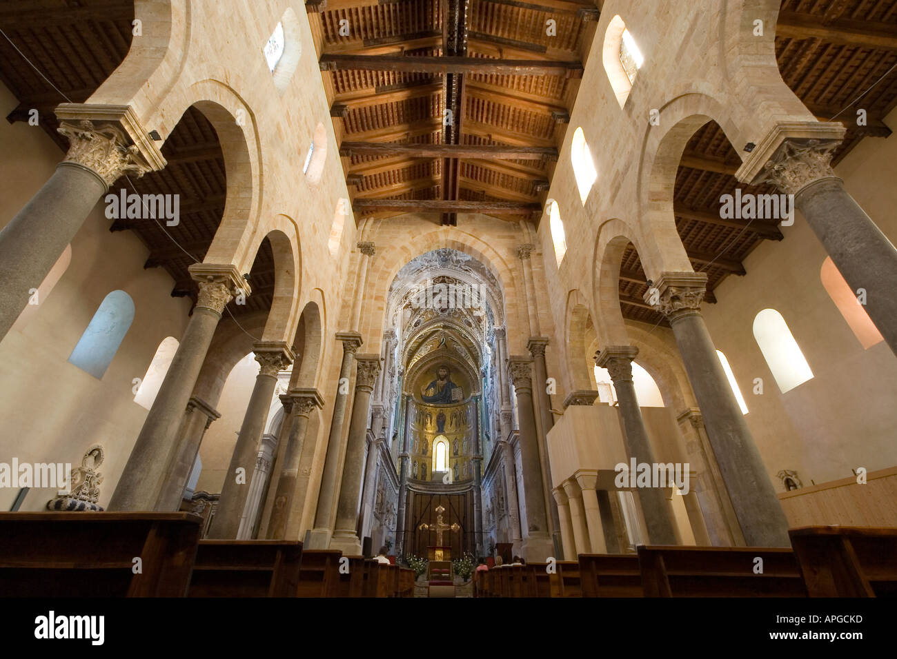 Interior of the cathedral at Cefalu, Sicily, Italy Stock Photo - Alamy
