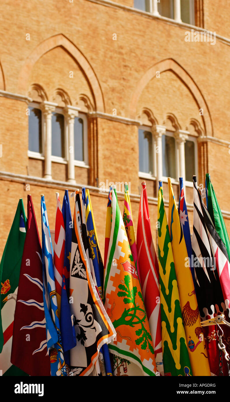 Italian Flags, Piazza del Campo, Siena, Italy Stock Photo - Alamy