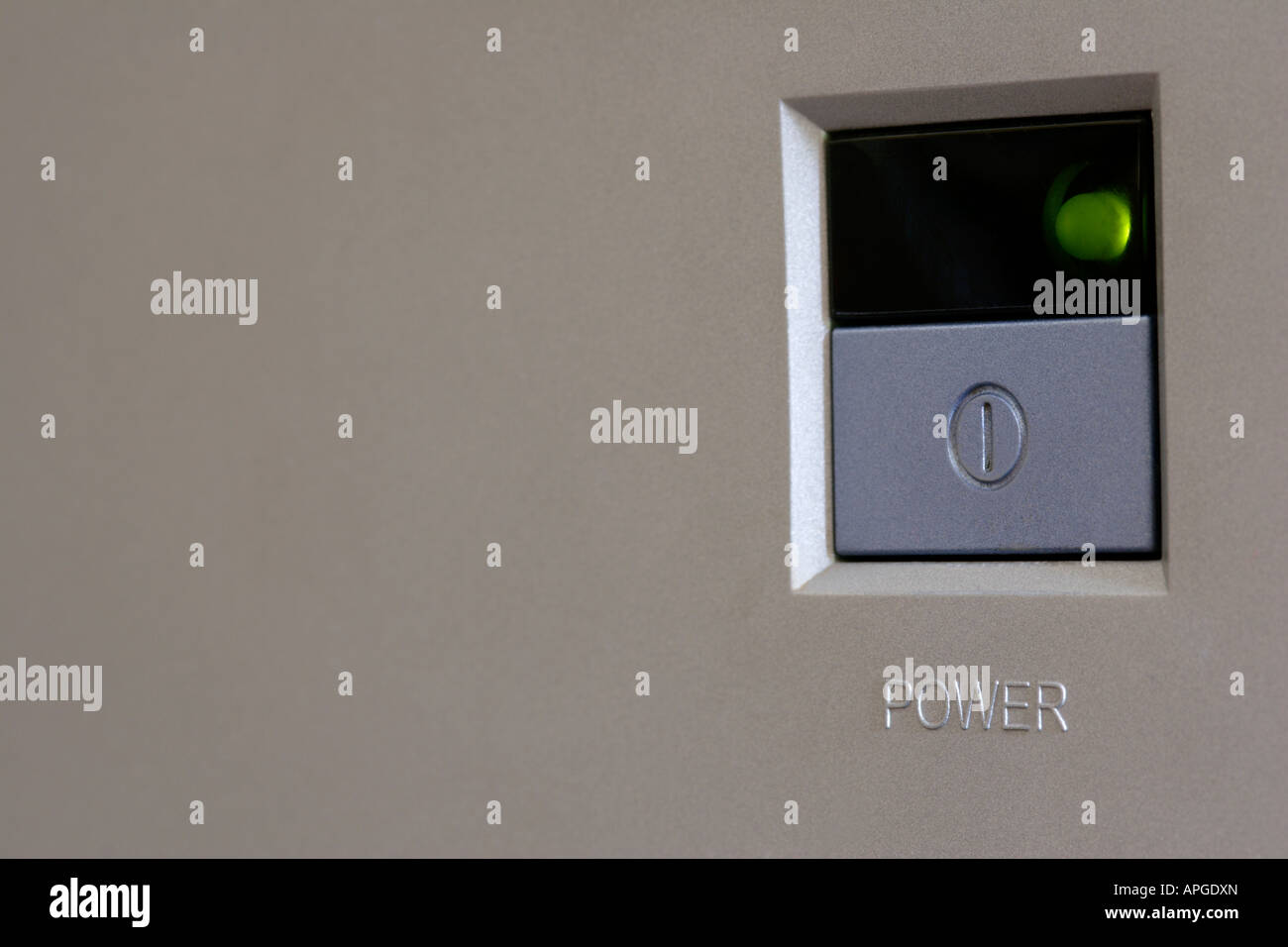 Standby button close up power on Stock Photo - Alamy