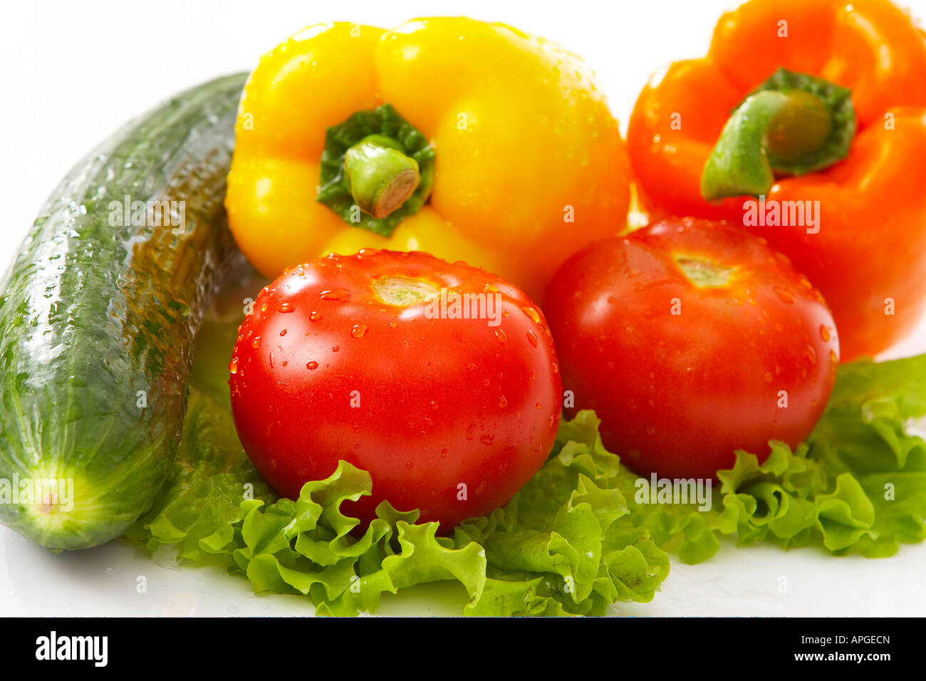 Different fresh tasty vegetables isolated on white background Stock ...