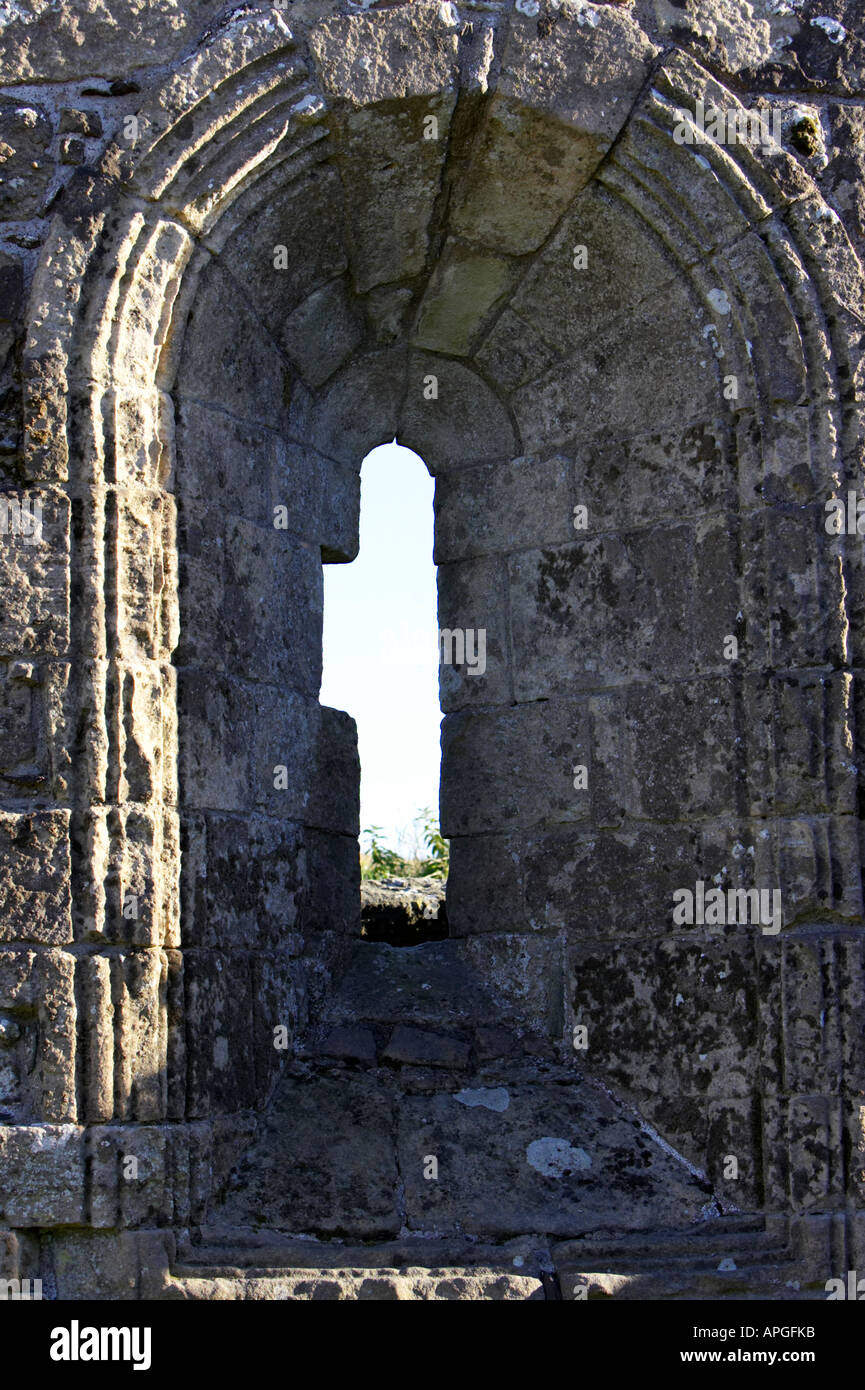window at 12th century Banagher church county derry northern ireland ...