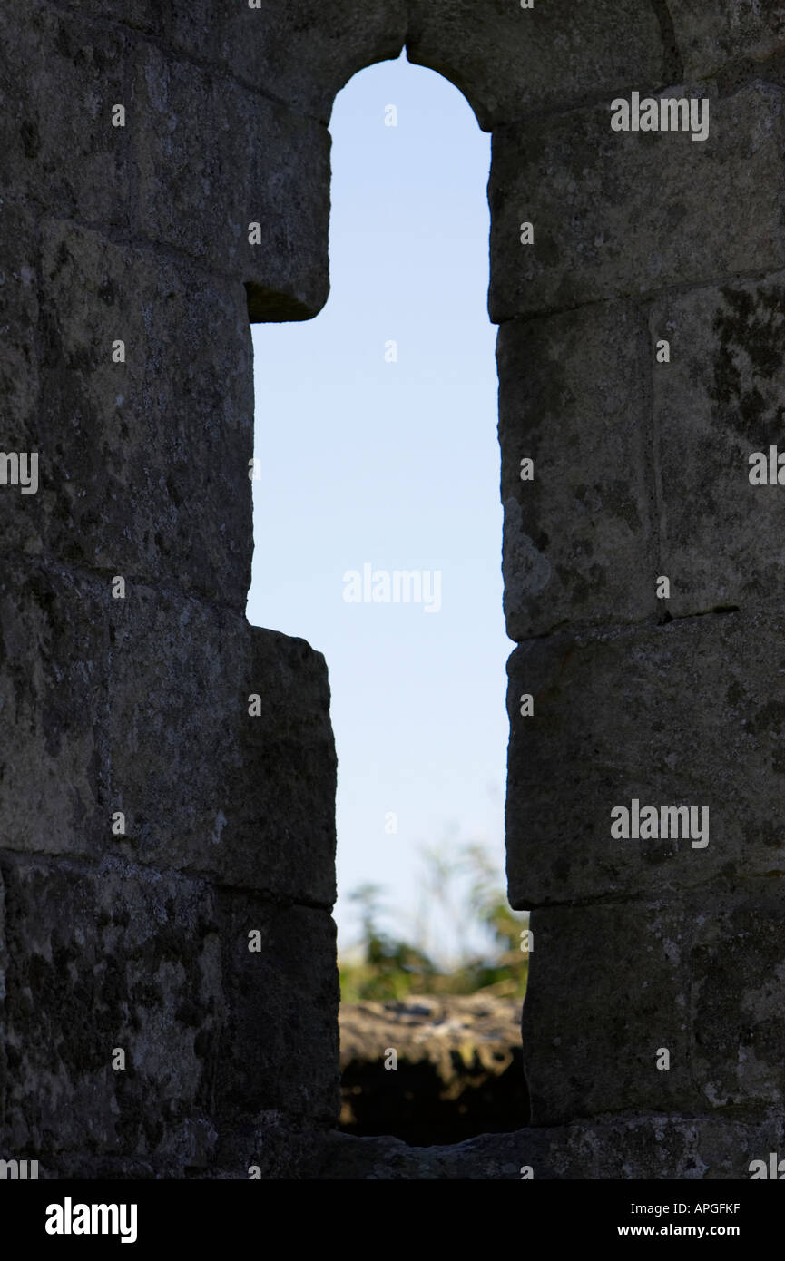 window at 12th century Banagher church county derry northern ireland ...