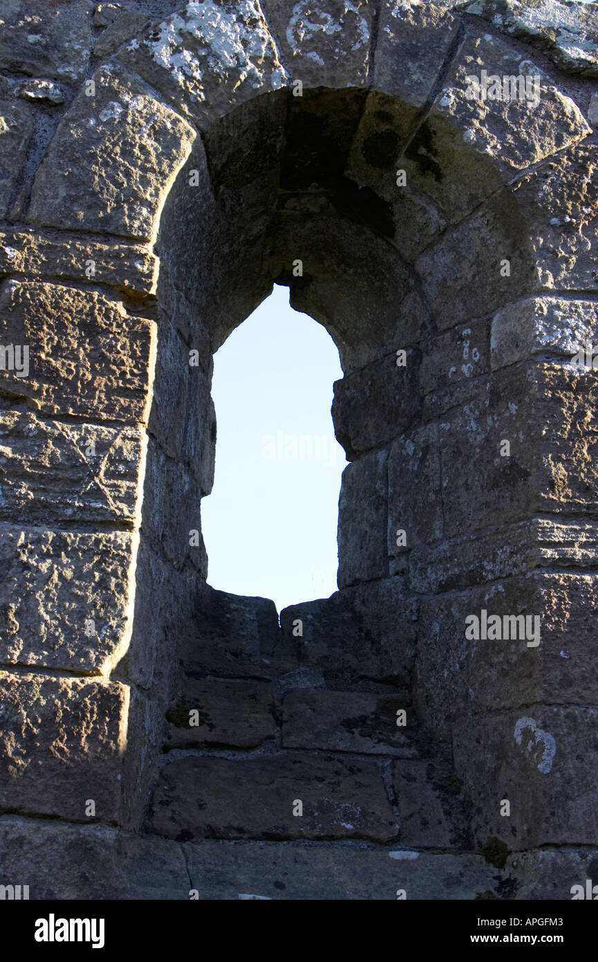 window at 12th century Banagher church county derry northern ireland ...