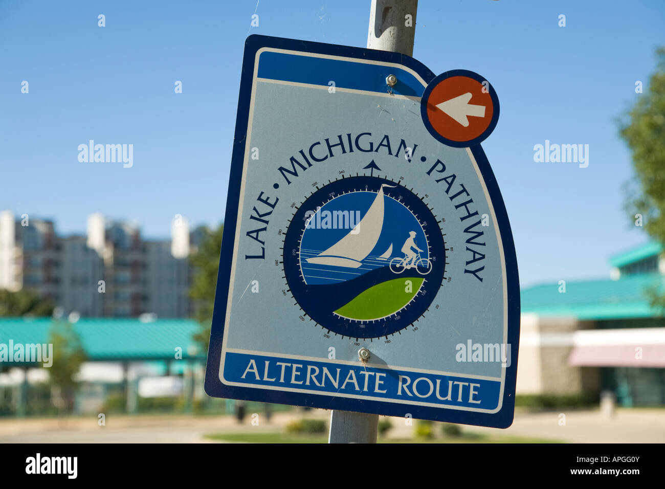 WISCONSIN Racine Sign for Lake Michigan Pathway alternate route Stock ...