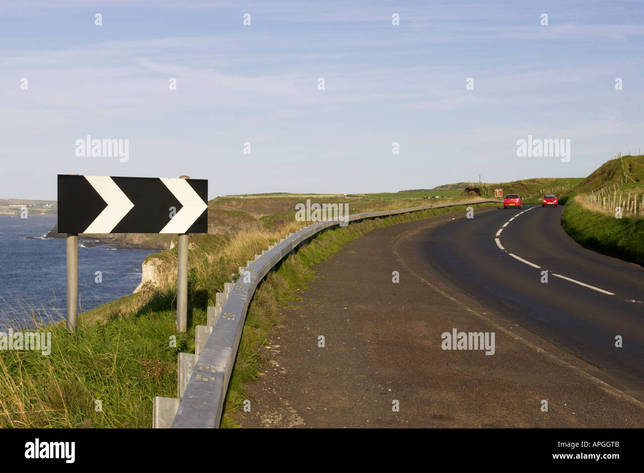 black and white chevron sharp deviation to the right road sign near ...