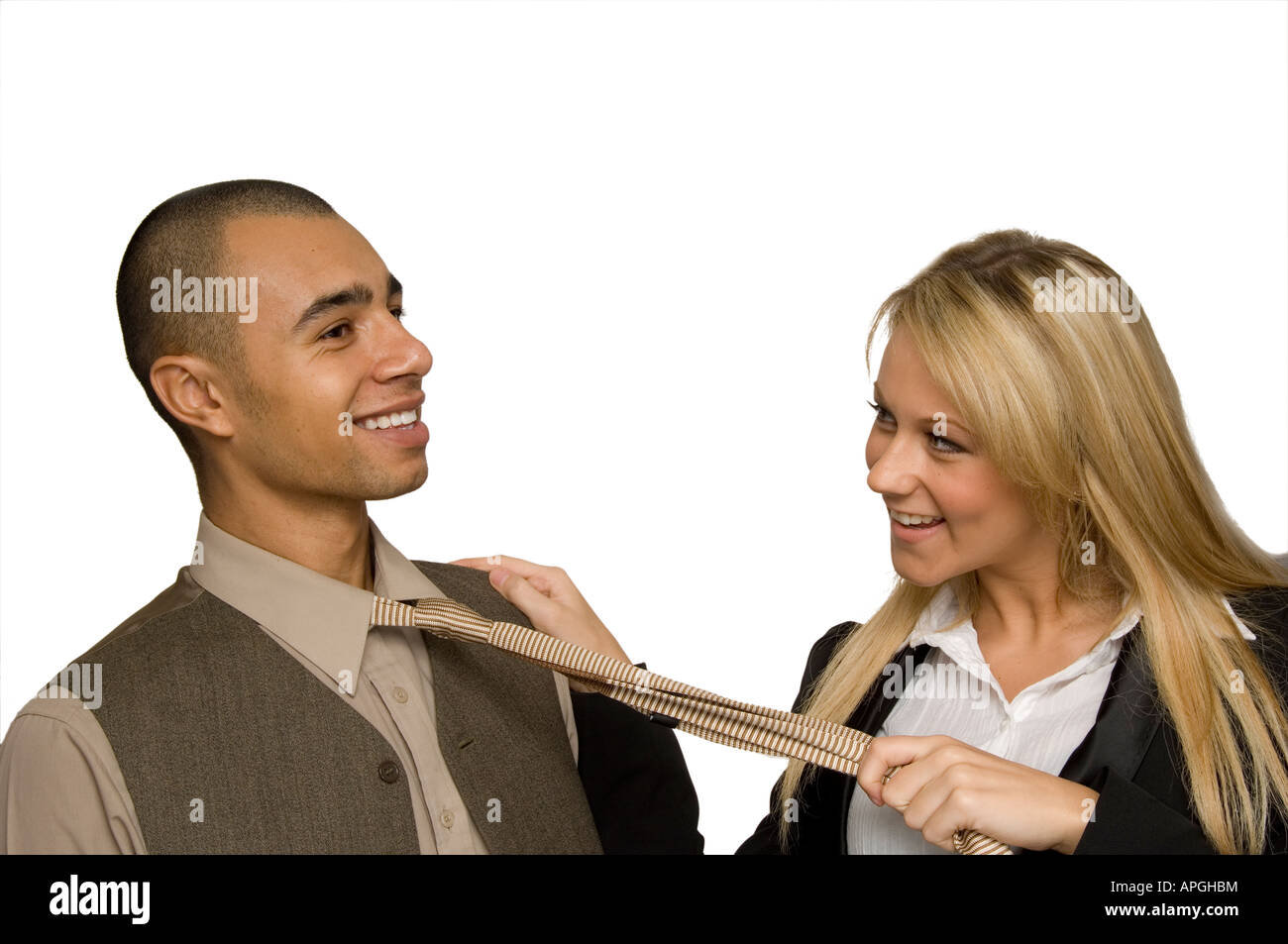Woman pulling mans tie hi-res stock photography and images - Alamy