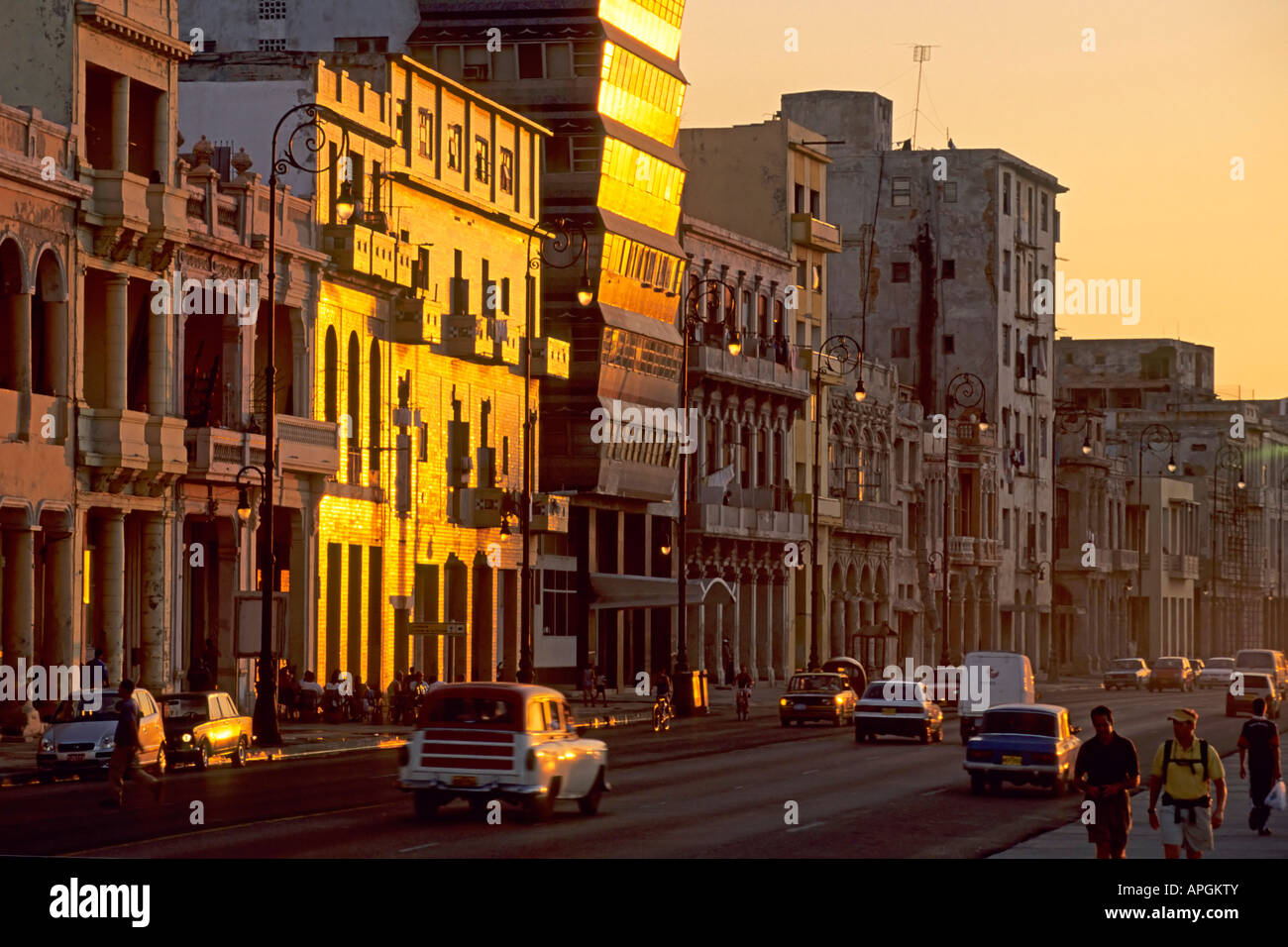 Traffic pedestrians Malecon Havana Cuba Stock Photo - Alamy