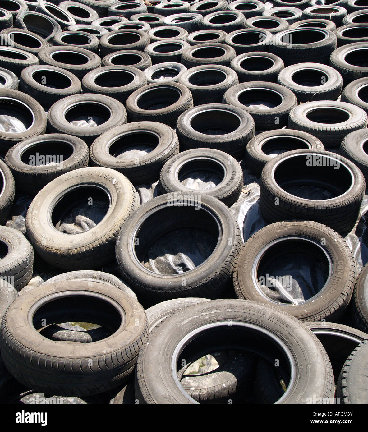 dump rubbish worn out used car tyres Stock Photo - Alamy