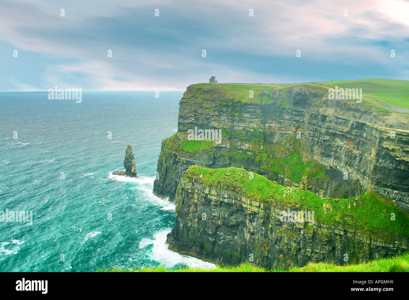 cliffs of moher and obriens tower county claire ireland Stock Photo - Alamy