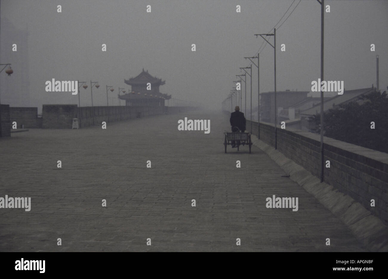 Smog Xian City Wall, Xian, China Stock Photo - Alamy