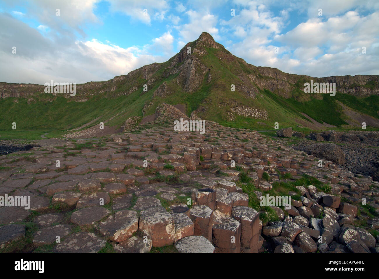 Hexagonal shaped basaltic columns at the Giant's Causeway, County ...