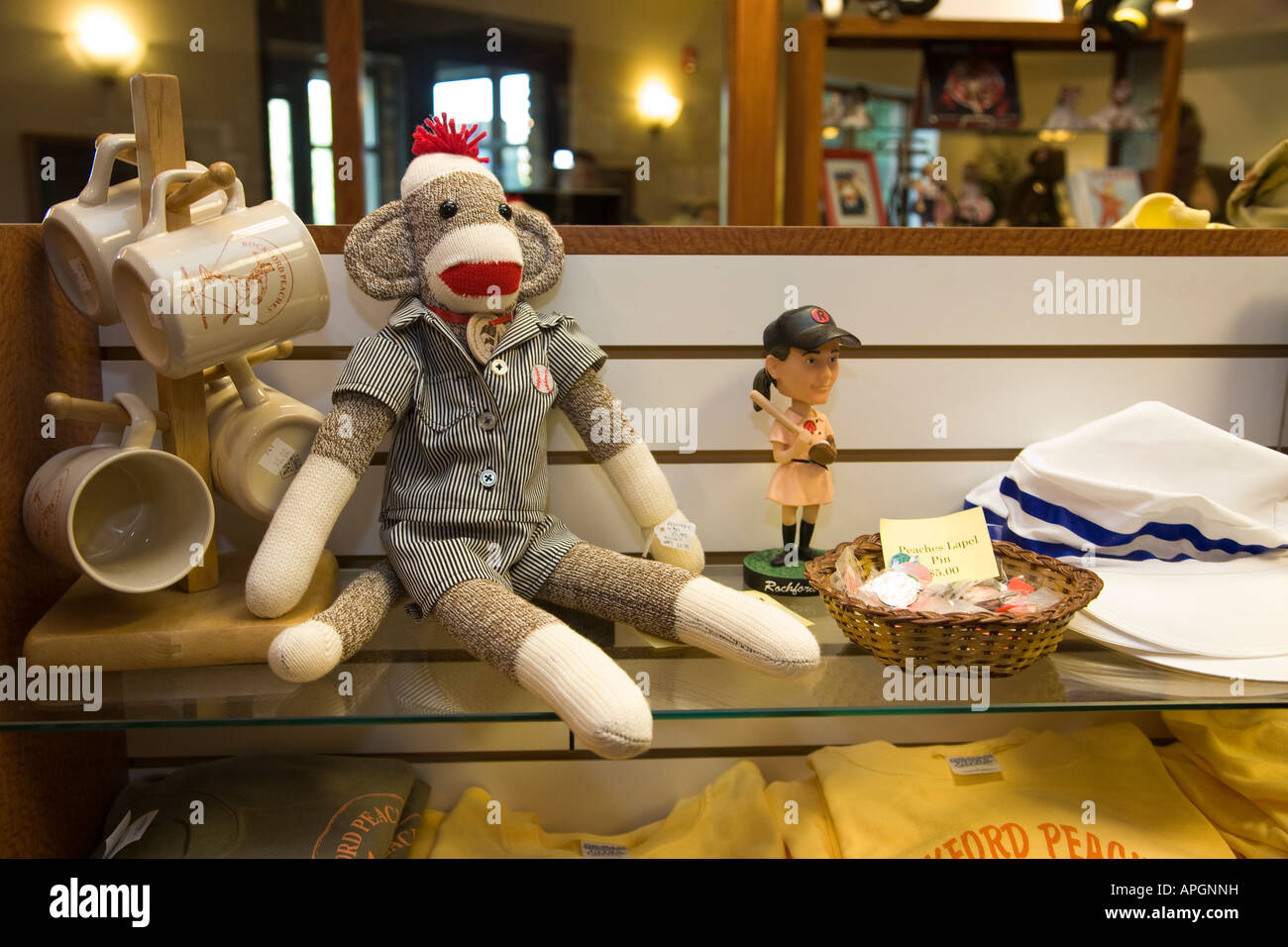 ILLINOIS Rockford Sock monkeys display in Midway Village retail store ...