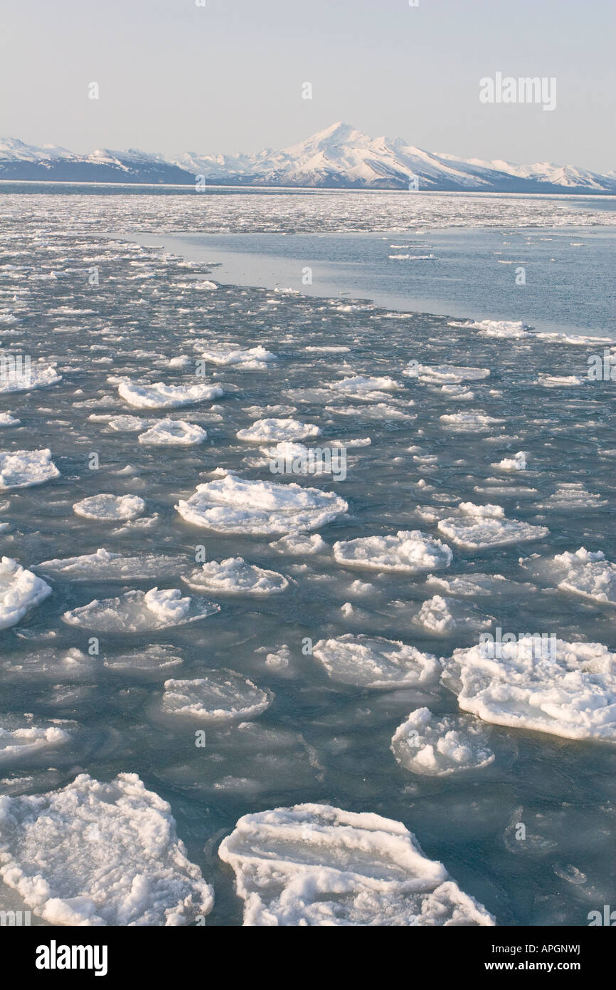 alaska alaska peninsula mountains ice in cook inlet Stock Photo - Alamy