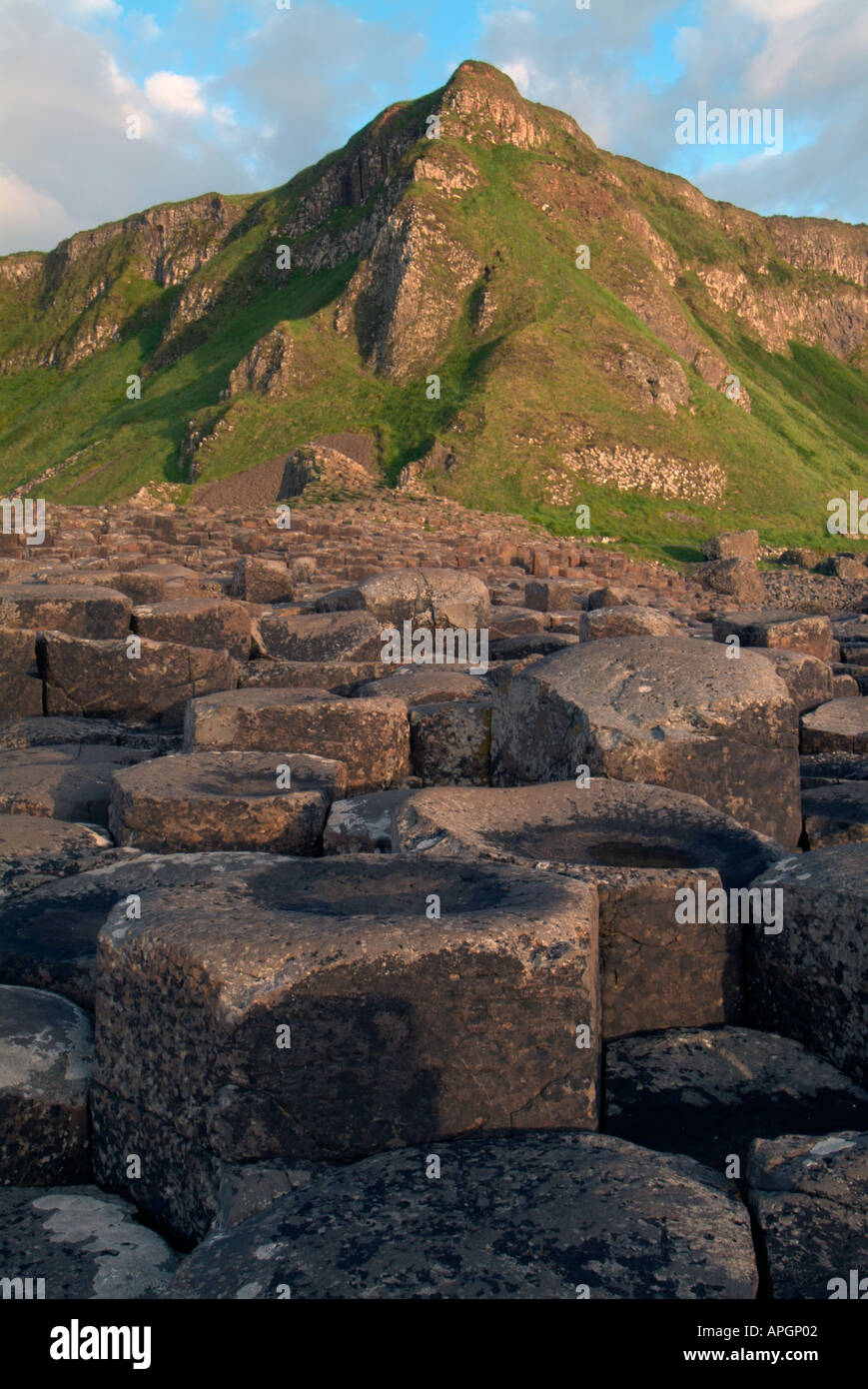 Hexagonal shaped basaltic columns at the Giant's Causeway, County ...