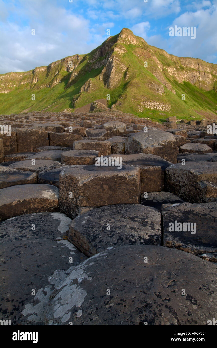 Hexagonal shaped basalt columns at the Giant's Causeway, County Antrim ...