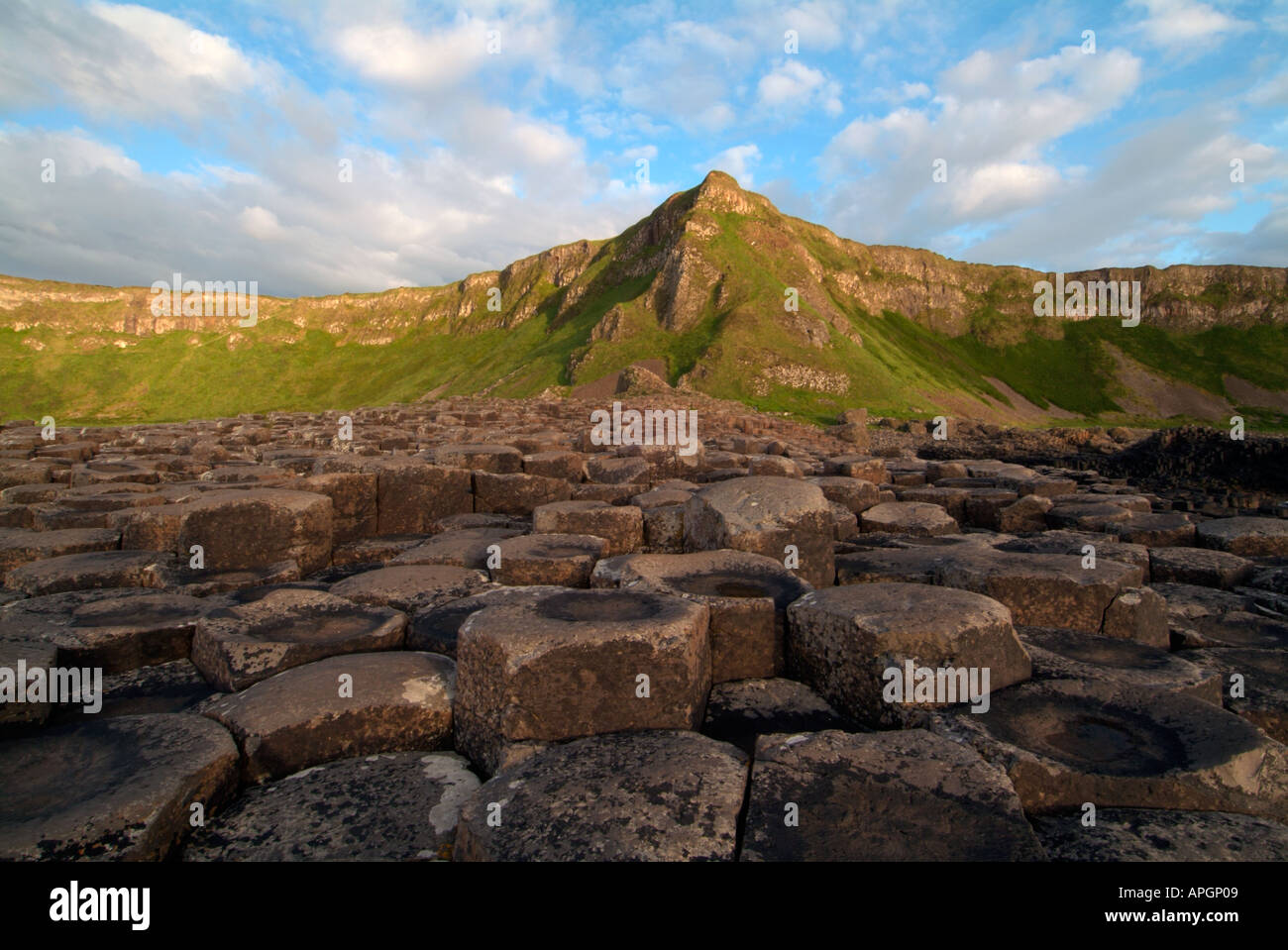 Hexagonal shaped basalt columns at the Giant's Causeway, County Antrim ...