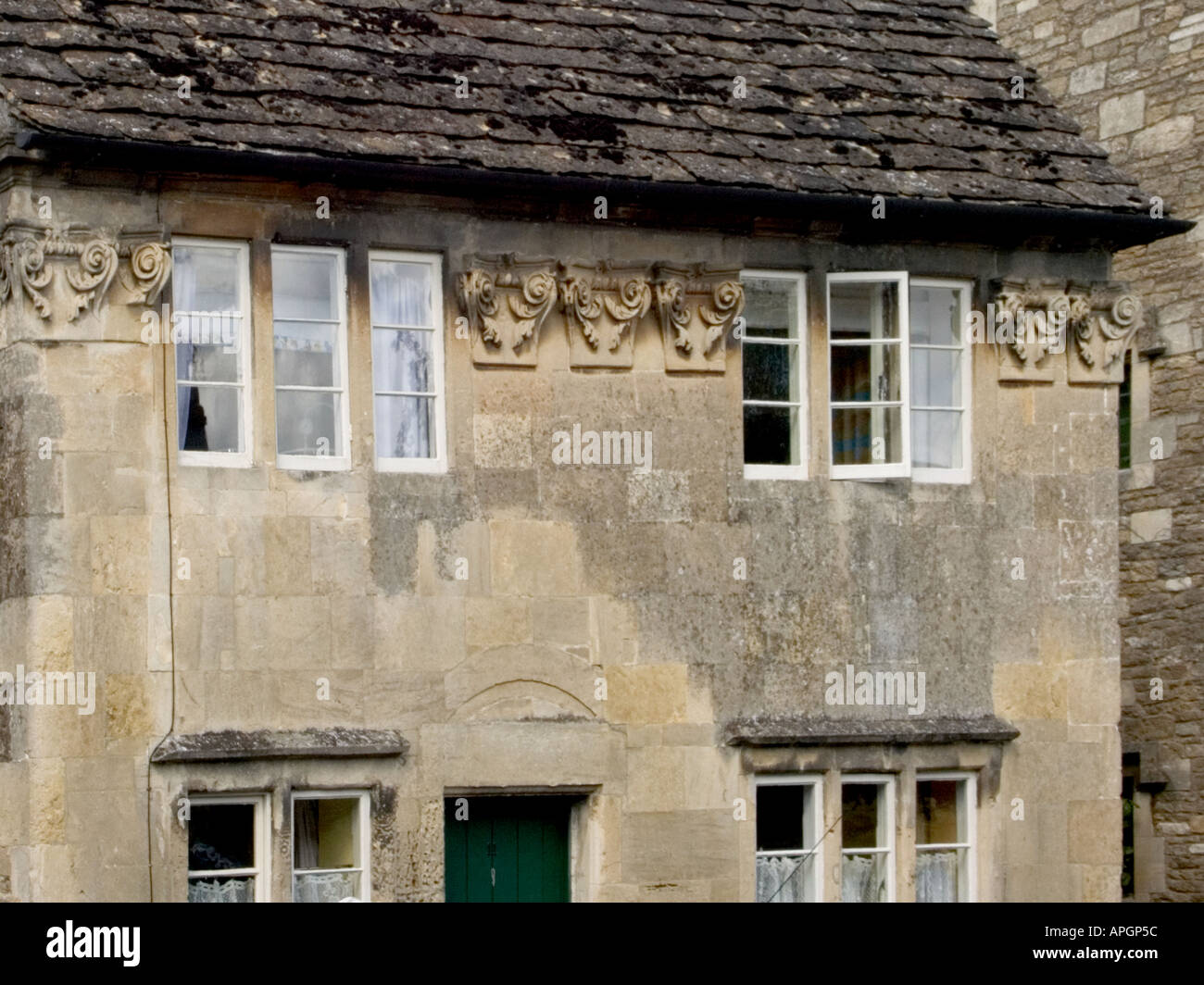 Stone cornice detail, Lacock village Wiltshire England UK Stock Photo ...