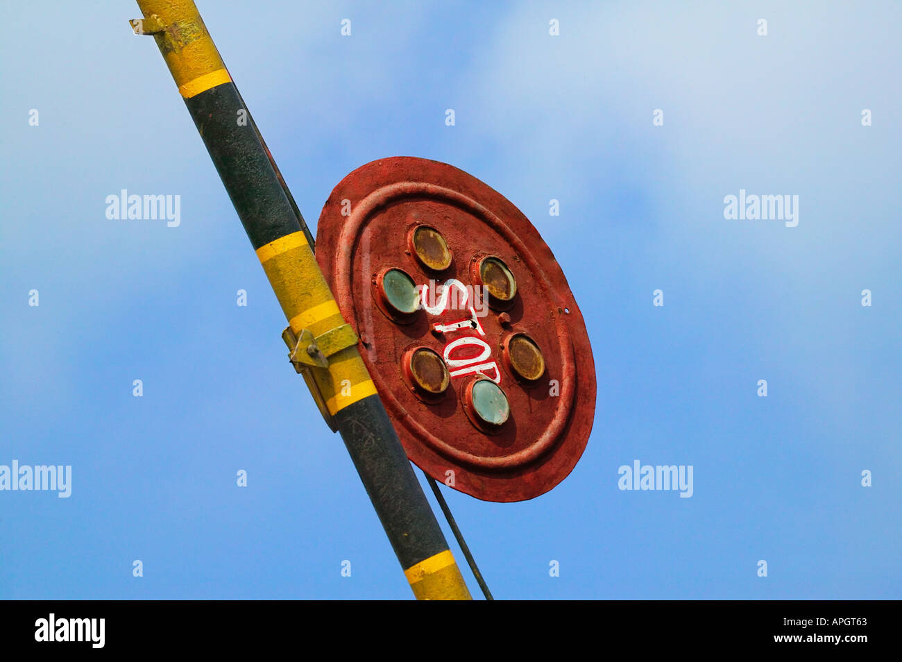Railway stop sign India Stock Photo - Alamy
