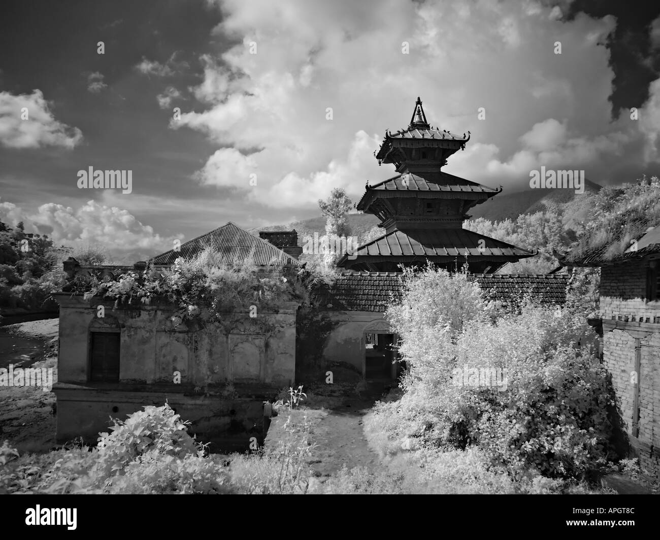 Kathmandu temple view Black and White Stock Photos & Images - Alamy
