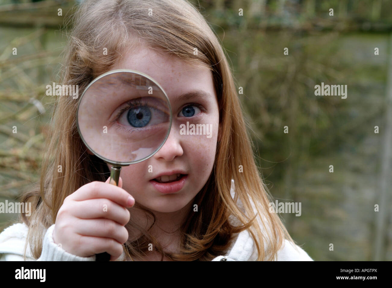 Child Holding Magnifying Glass Stock Photo - Alamy