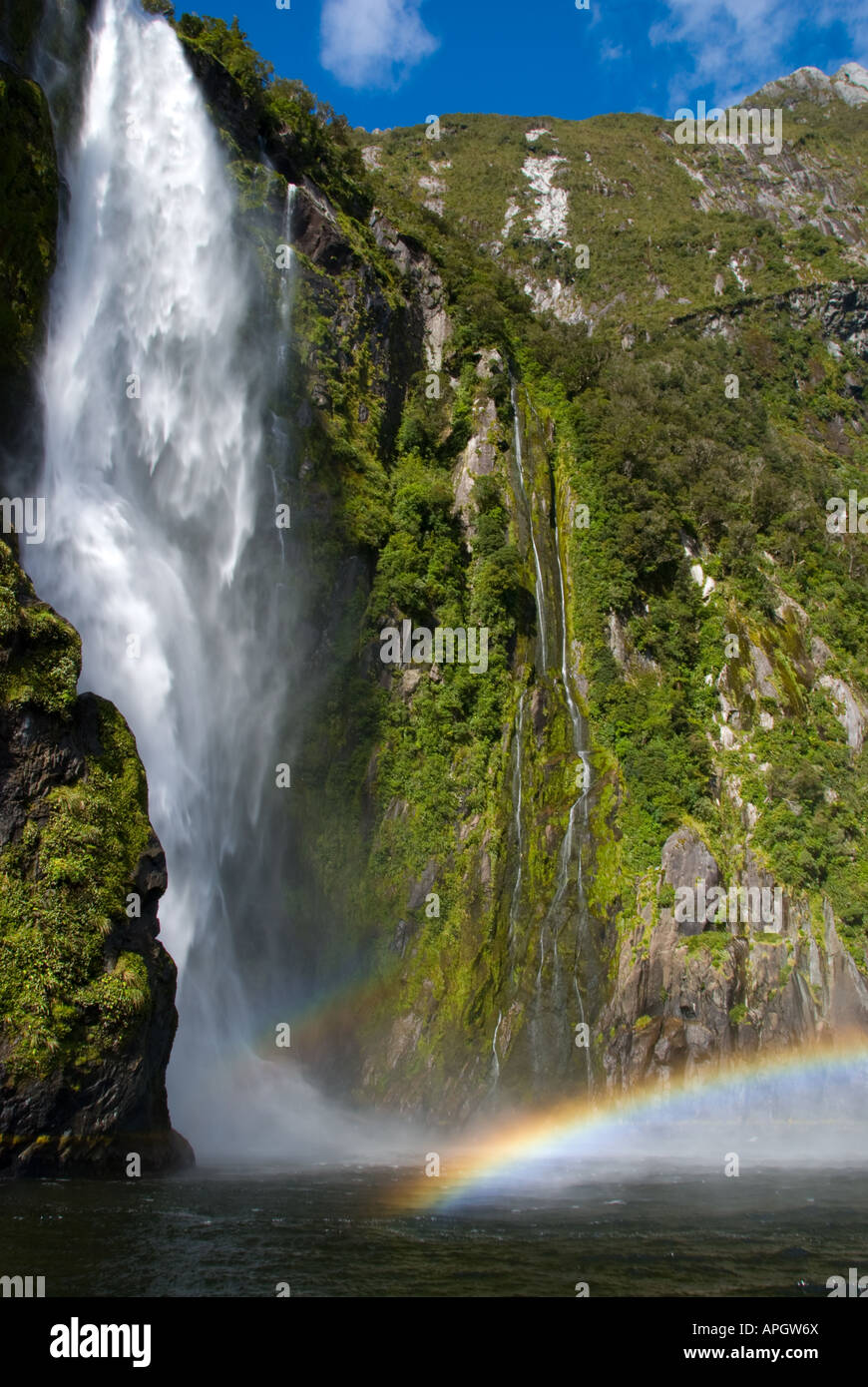 Milford sound waterfall hi-res stock photography and images - Alamy