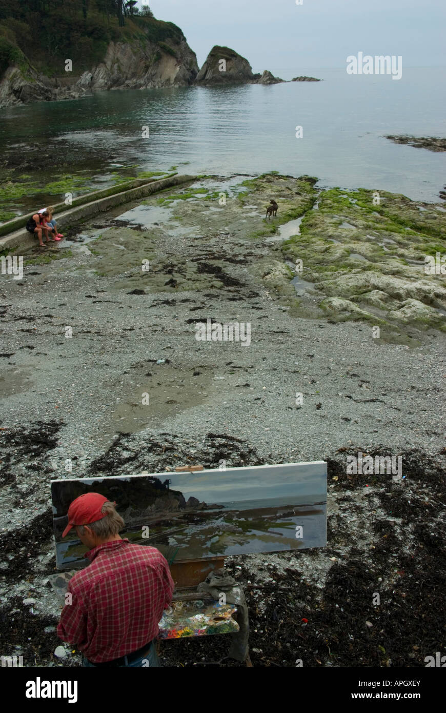 Artists impression of Lee Bay Stock Photo - Alamy