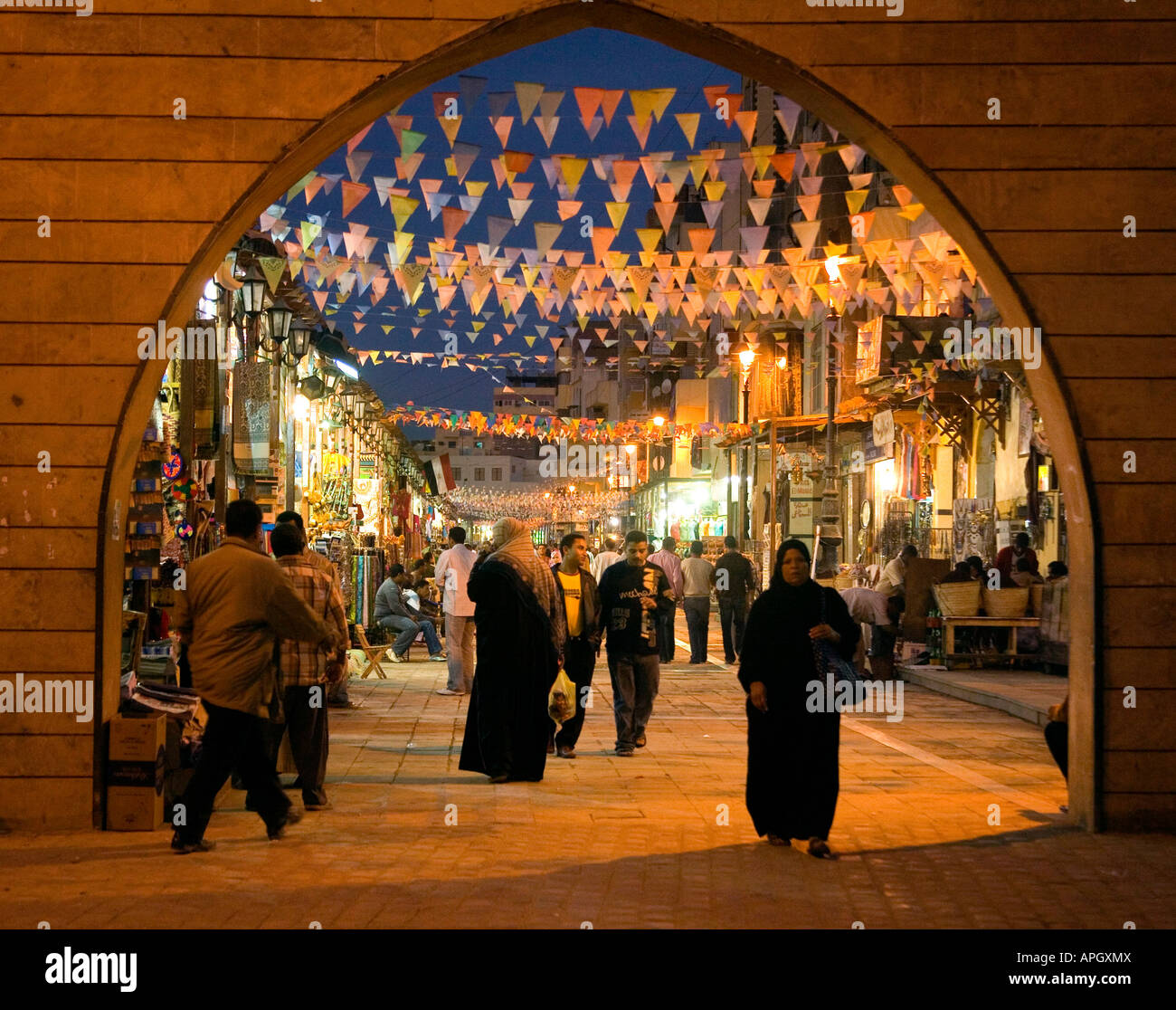 The colourful souk bazaar at night in Aswan Egypt Stock Photo - Alamy