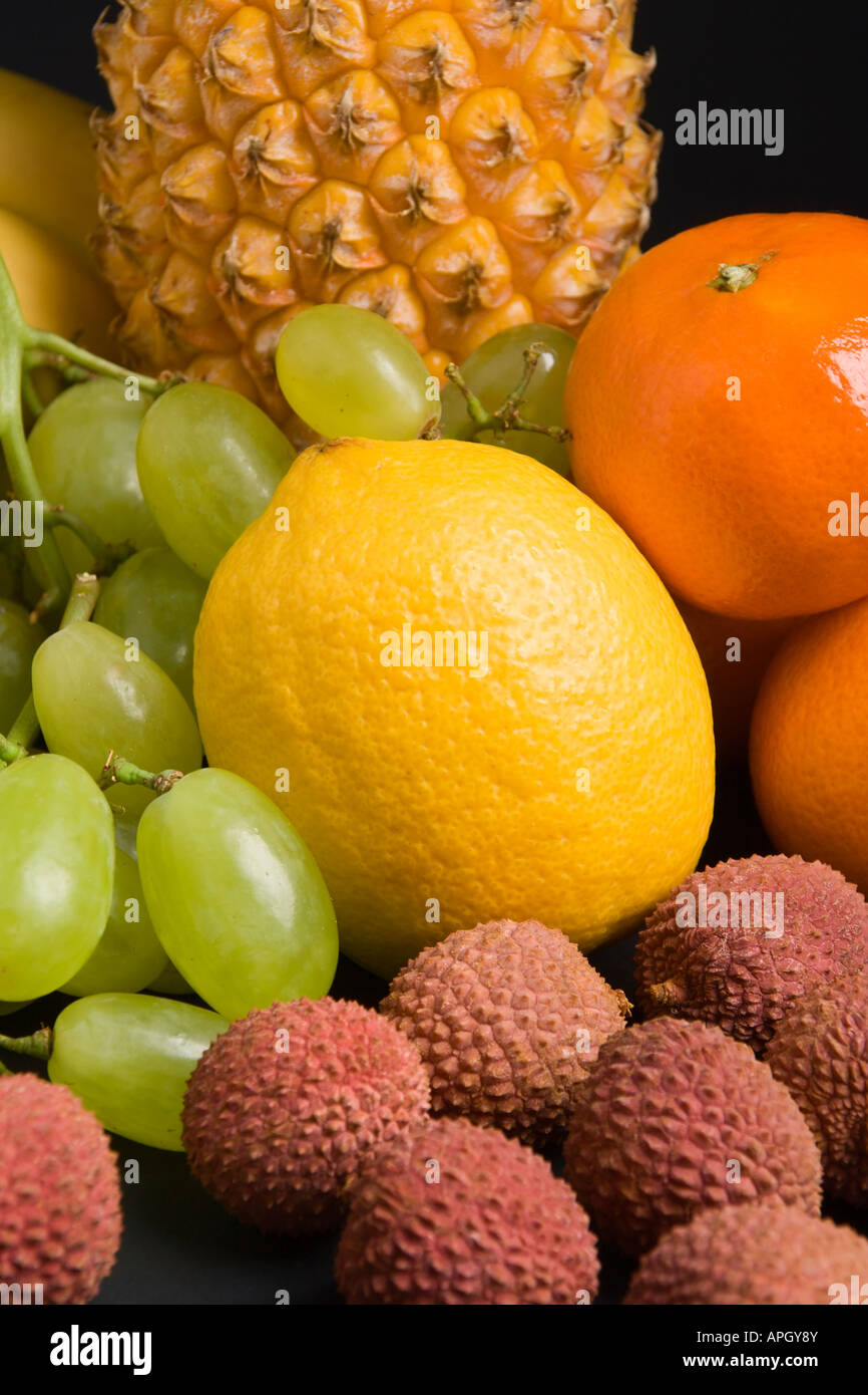 Close up view of various fresh fruits Stock Photo - Alamy