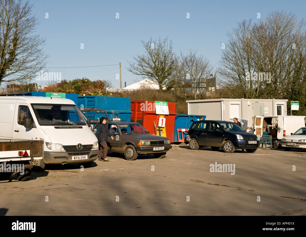 Recycling site at St. Erth Civic Amenity Centre, Cornwall Stock Photo ...