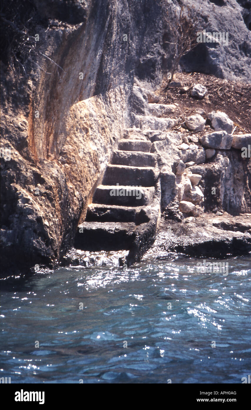 Steps at Sunken City, Kekova, Turkey Stock Photo - Alamy
