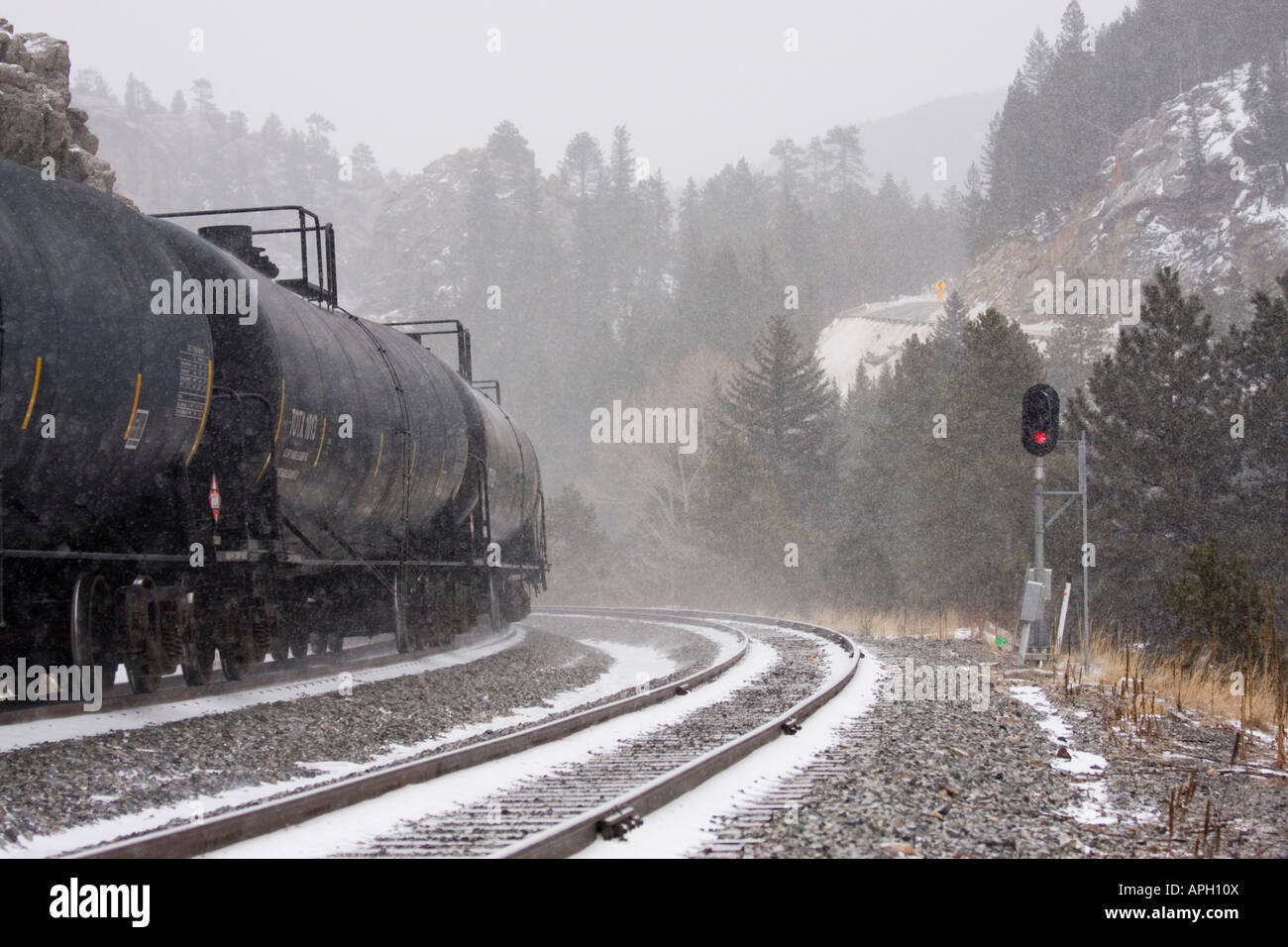 Freight train cars in snow Stock Photo - Alamy