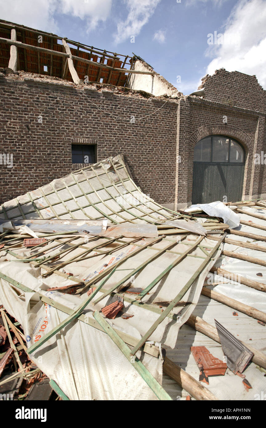 roof of house damaged by storm Stock Photo - Alamy