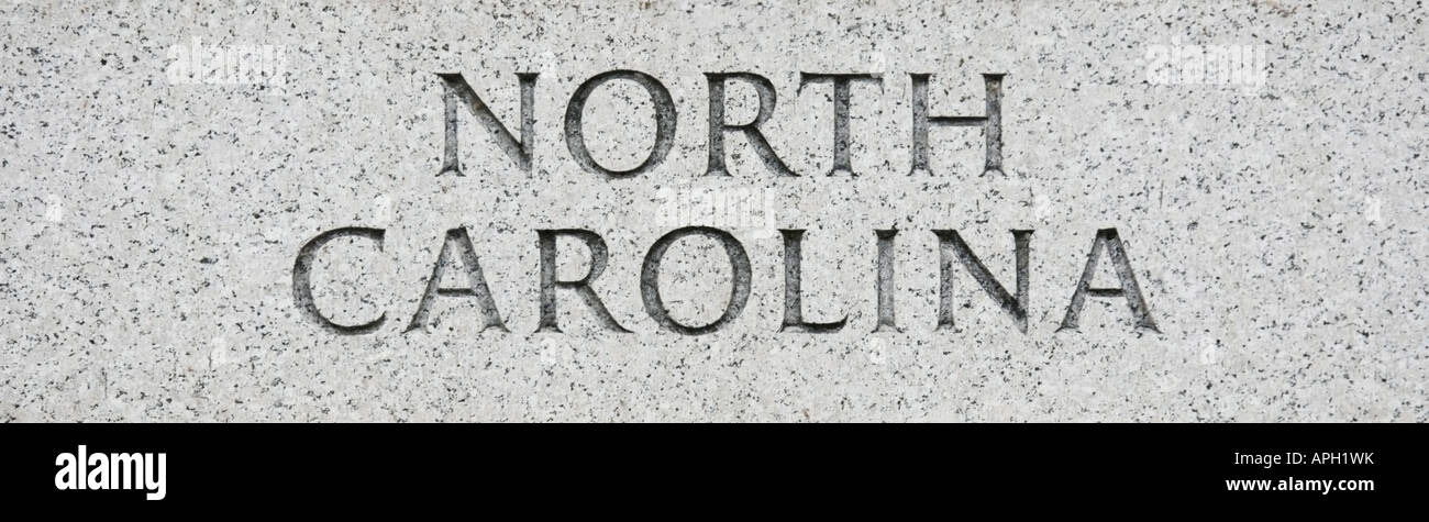 North Carolina state name written in grey granite stone Stock Photo - Alamy