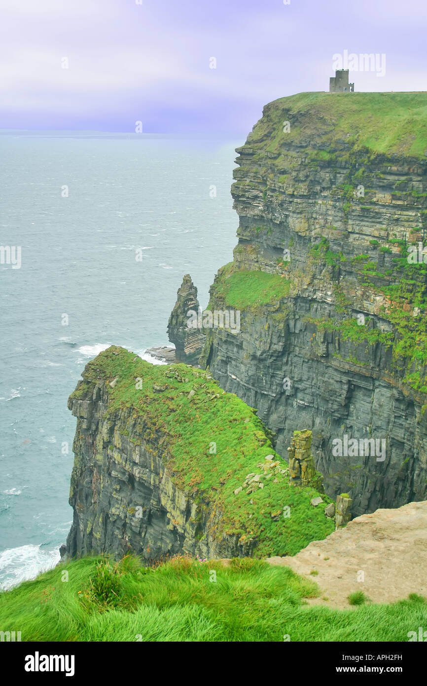 Cliffs of Moher and Obriens tower county claire ireland Stock Photo - Alamy