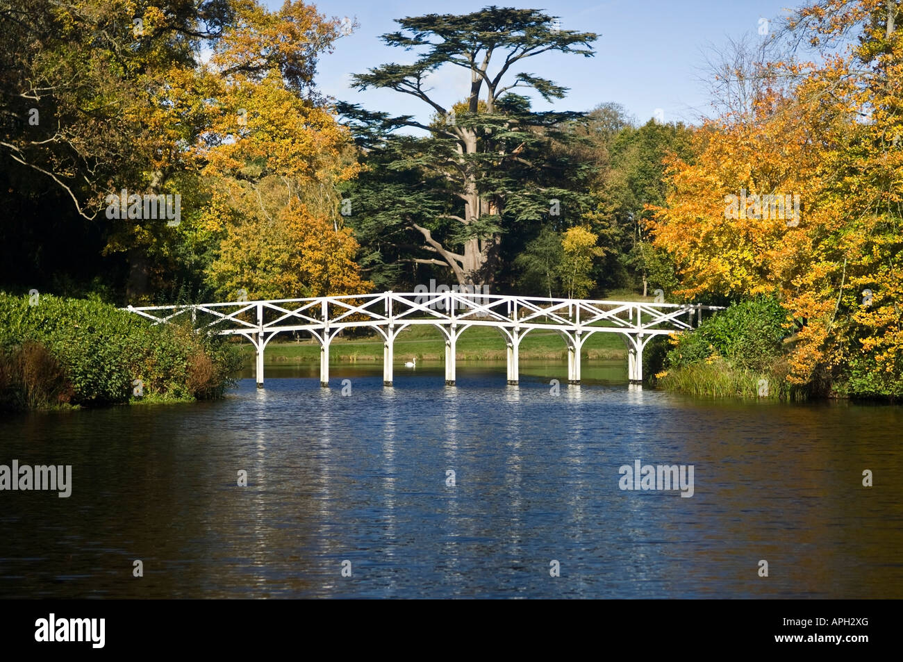 Chinese Bridge in Painshill Park Cobham Surrey England UK Stock Photo ...