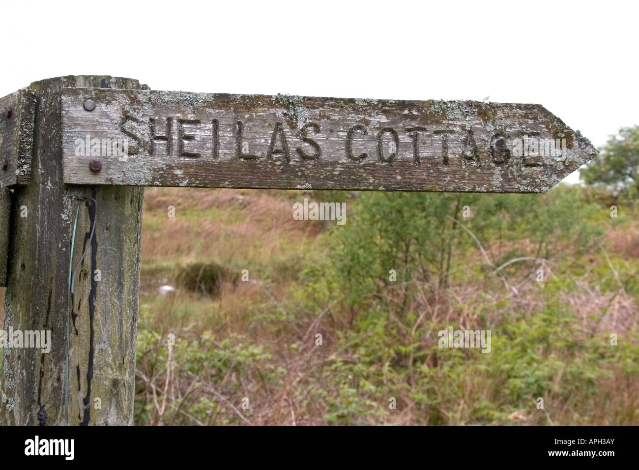 Sheila s Cottage sign Ulva Isle of Mull Scotland May 2007 Stock Photo ...