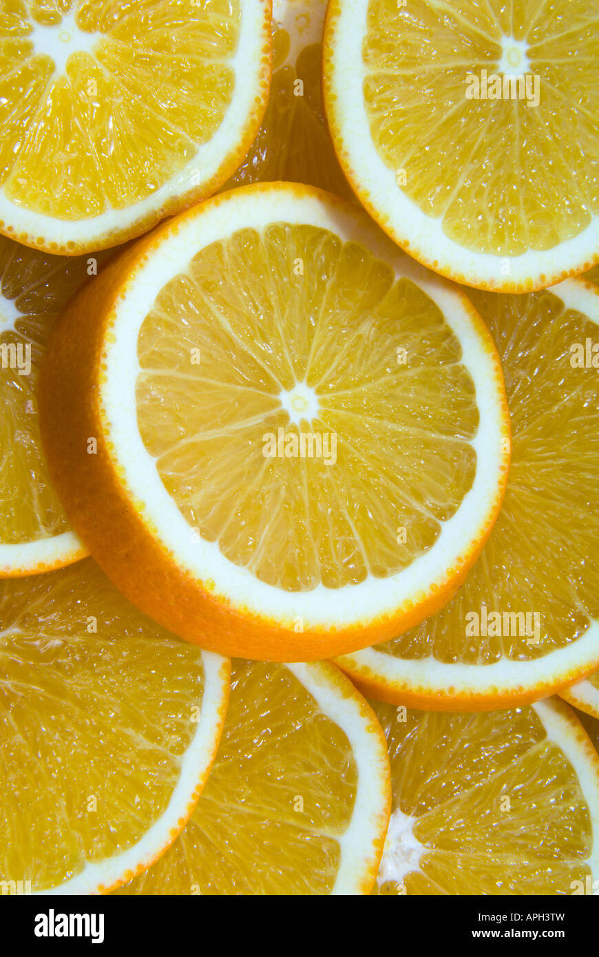 Juicy orange cut by round segments Stock Photo - Alamy