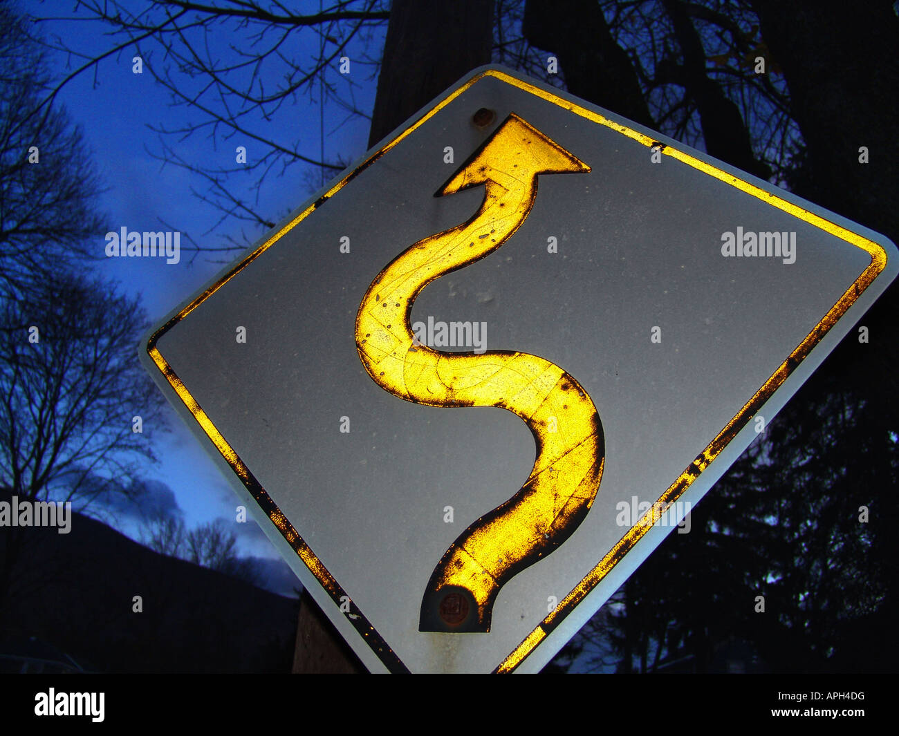 Lights reflecting on road sign Stock Photo - Alamy