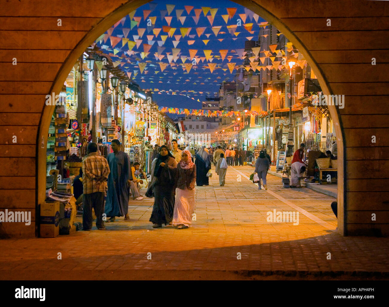 The colourful souk market at night in Aswan Egypt. ( Click on the 'More ...