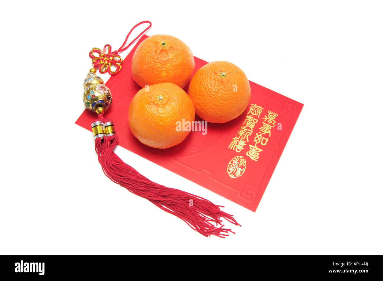 Mandarins with Chinese Trinket and Greeting Card Stock Photo - Alamy
