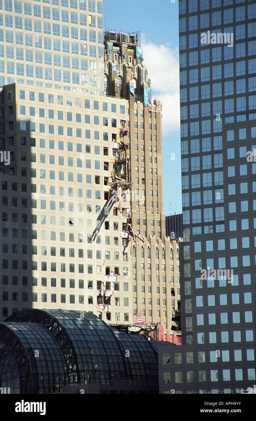 Damaged buildings beside Ground Zero Manhattan New York City USA Stock ...
