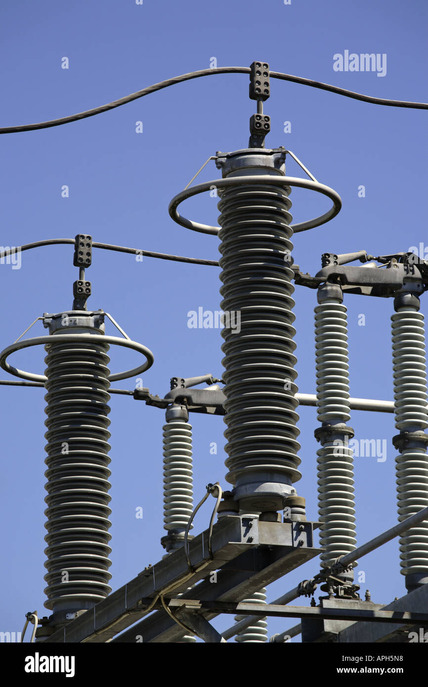 Electricity connection units (transformer) at power sub station Stock ...