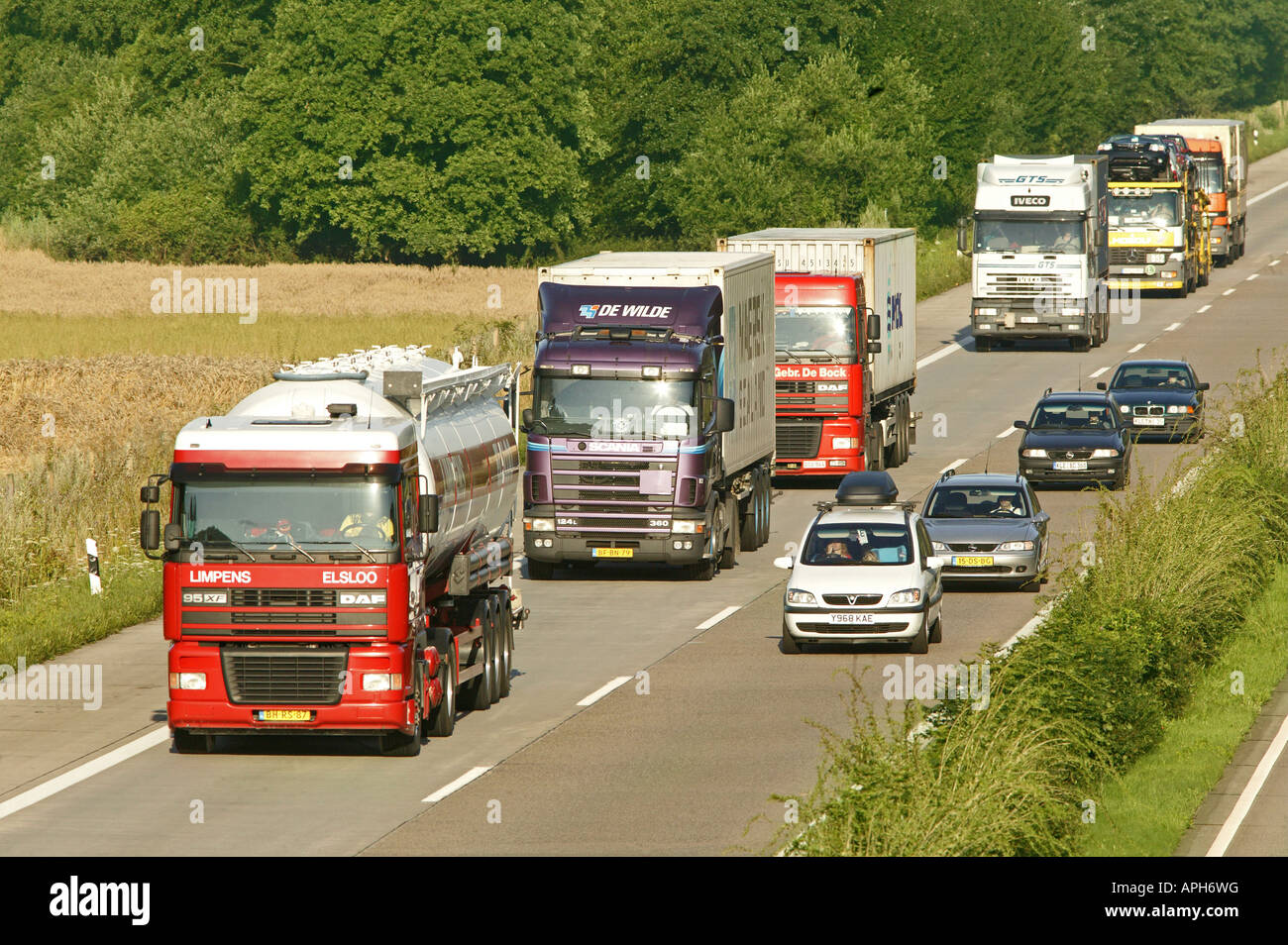 trucks on highway in Germany Stock Photo - Alamy