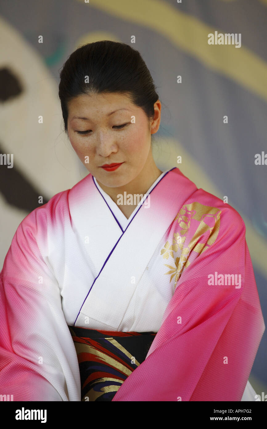 Japanese dancer performing on stage during Japanese Festival in ...