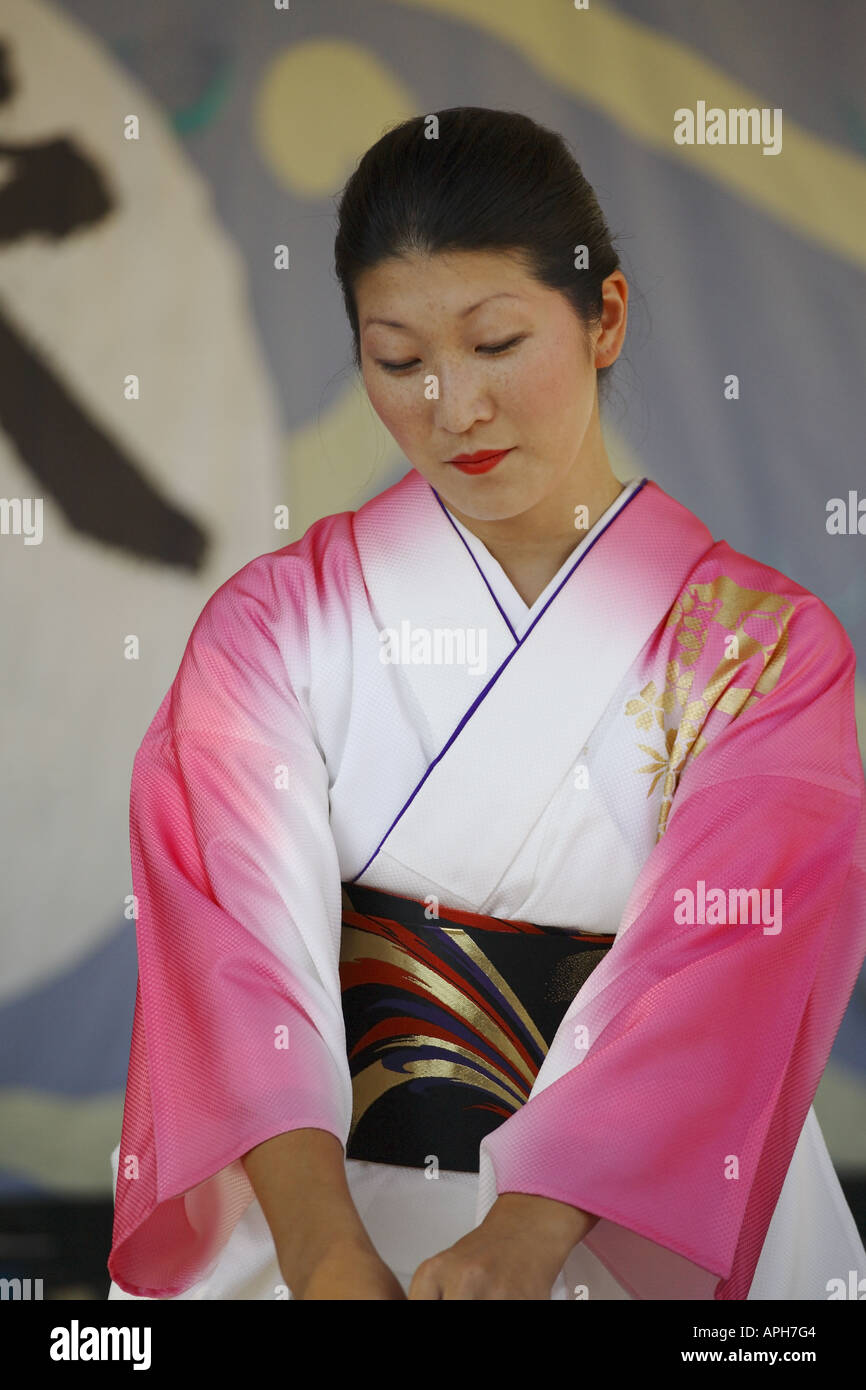 Japanese dancer performing on stage during Japanese Festival in ...